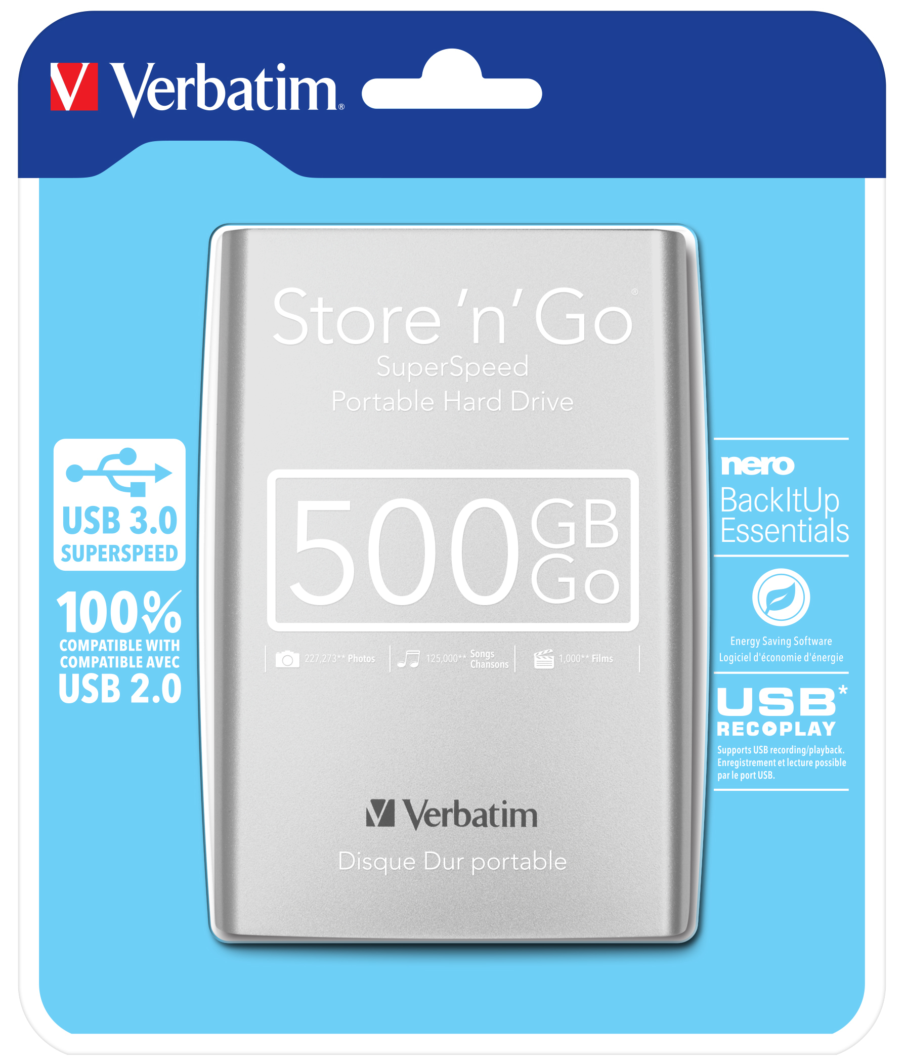 Verbatim Store 'n' Go external hard drive 500 GB 5400 RPM 2.5" Micro ...