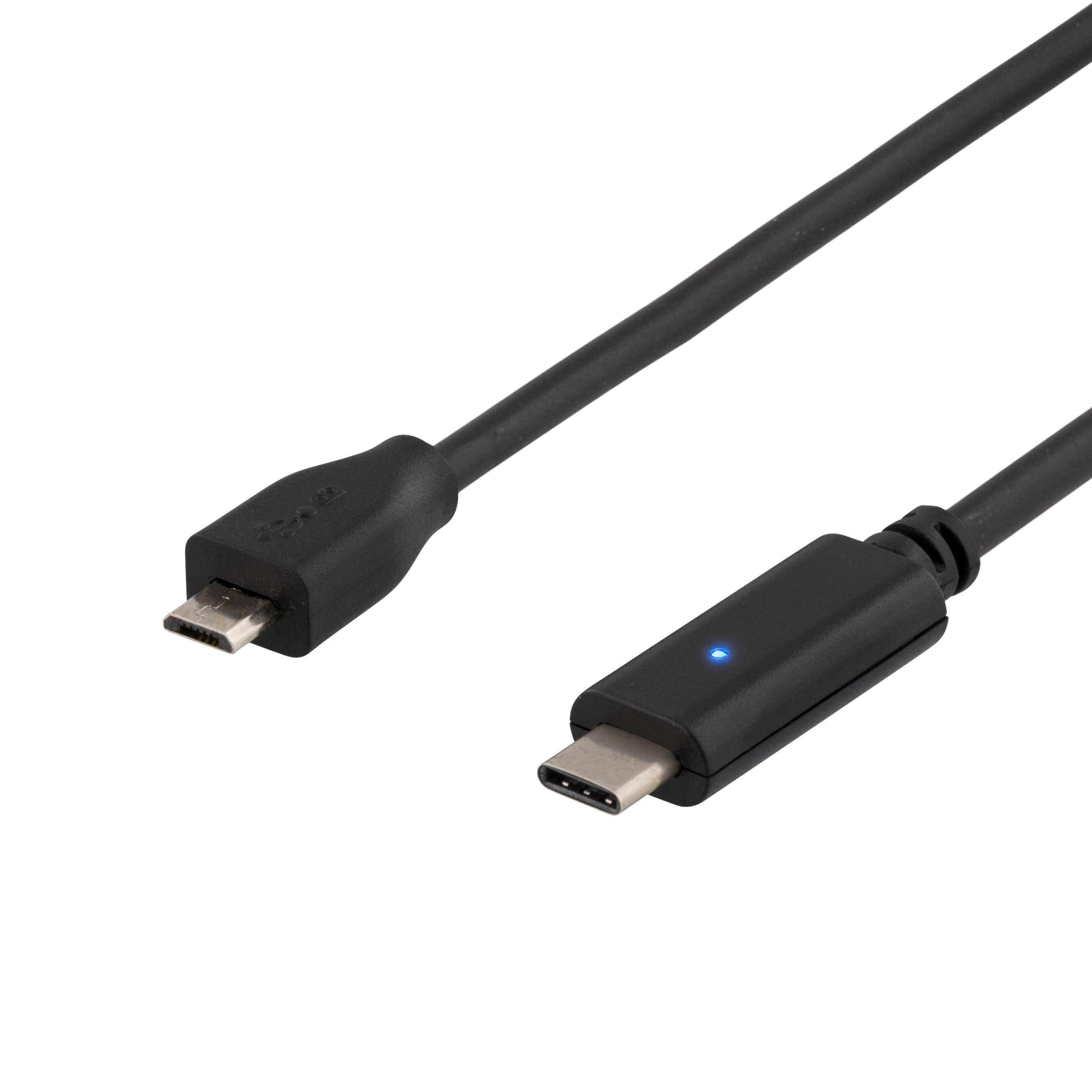 Deltaco USBC-1025 USB cable 1.5 m USB 2.0 Micro-USB B Black