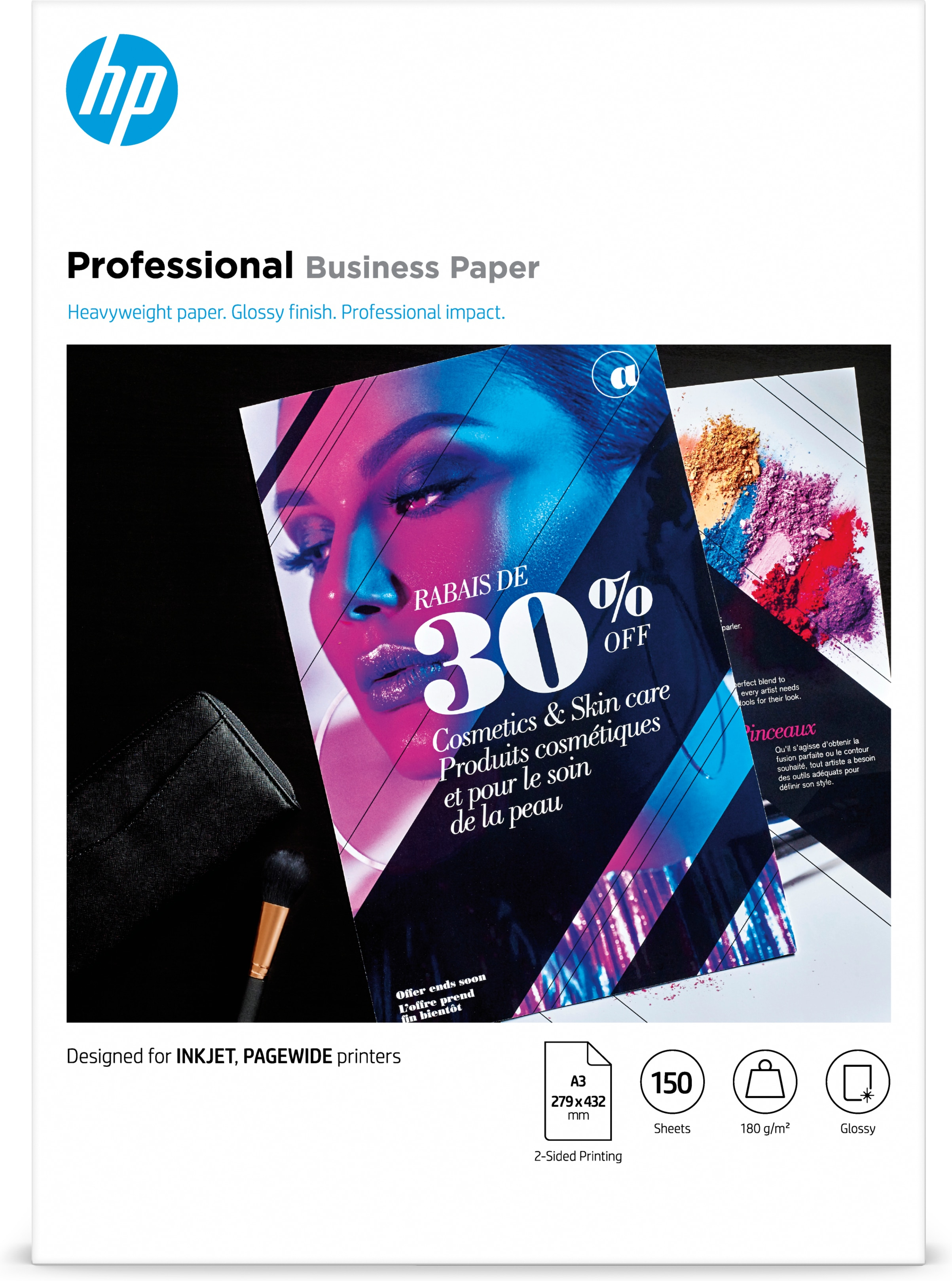 HP Professional Multi-use Glossy FSC Paper 180 gsm-150 sht/A3/297 x 420 ...