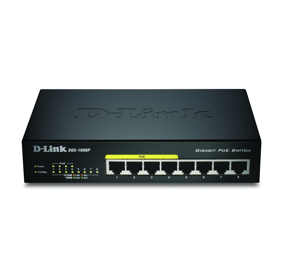 D-Link DGS-1008P/E network switch Unmanaged L2 Power over Ethernet (PoE ...